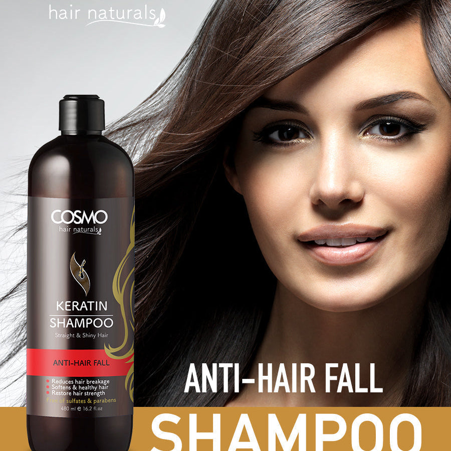 Cosmo Anti Hair Fall Keratin Shampoo 1000ml- Strengthen & Reduce Break ...