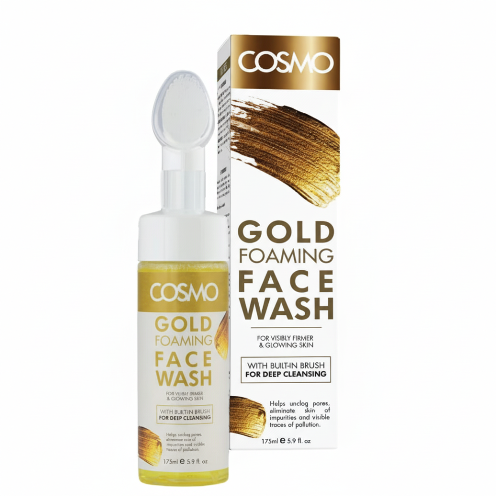 Cosmo Gold Foaming Face Wash 175ml- Deep Cleansing & Anti-Aging Brush ...