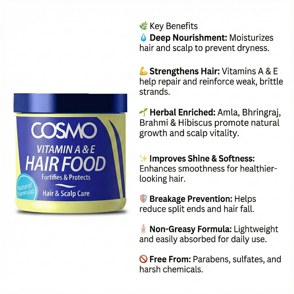 Cosmo Vitamin A & E Hair Food 170ml- Strengthen, Nourish & Protect Hai ...